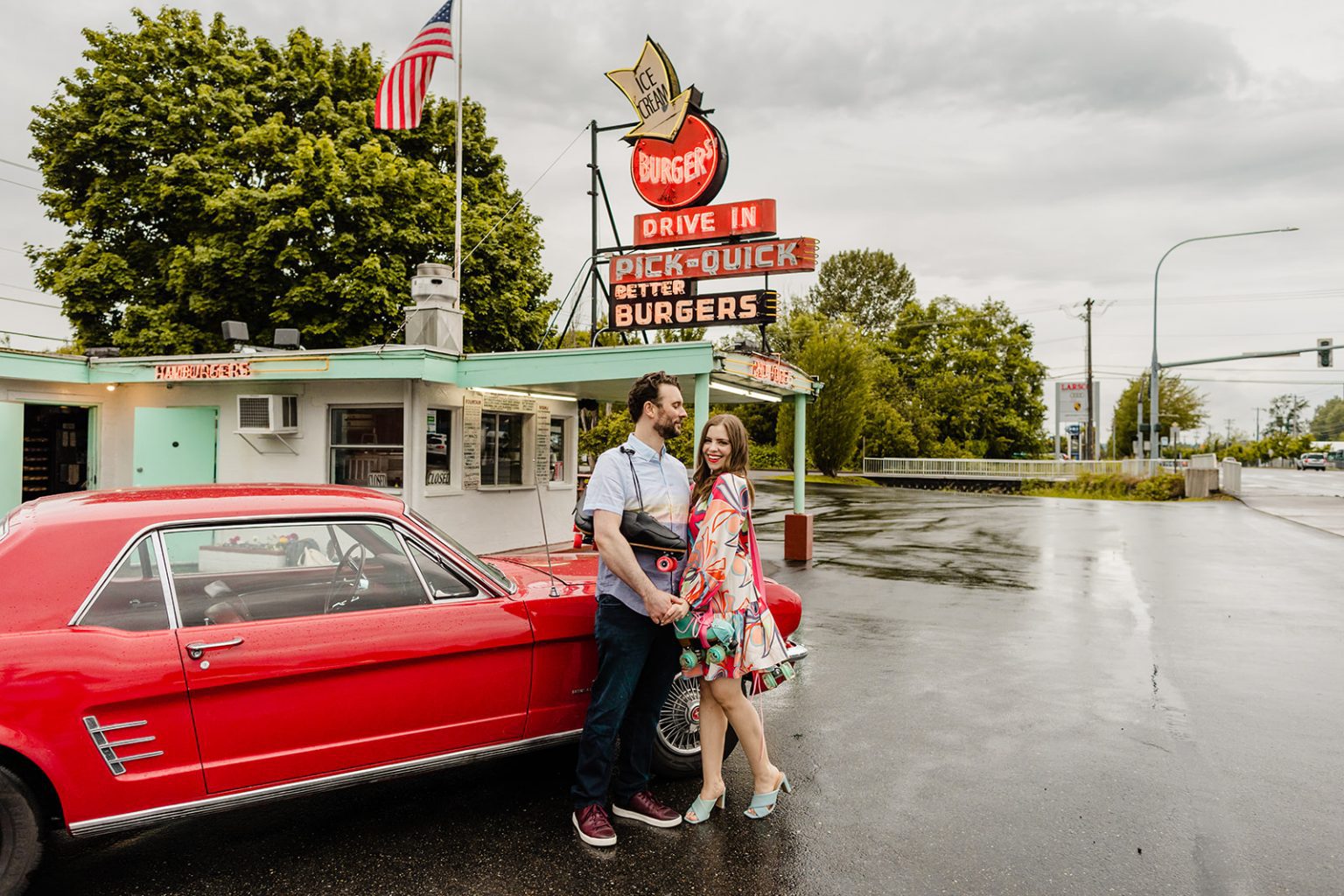 Retro Drive In Engagement Session | TMinspired