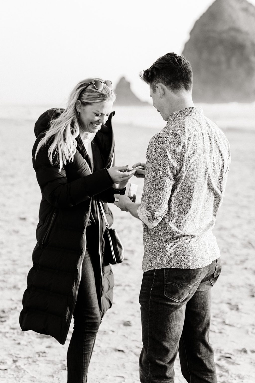 Haystack Rock, Cannon Beach Proposal for Ashley & Matt